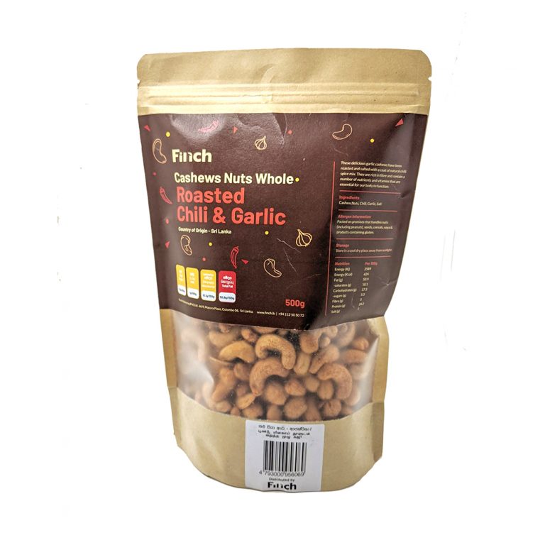 Cashews Nuts Whole - Chili & Garlic Roasted 500g - FINCH