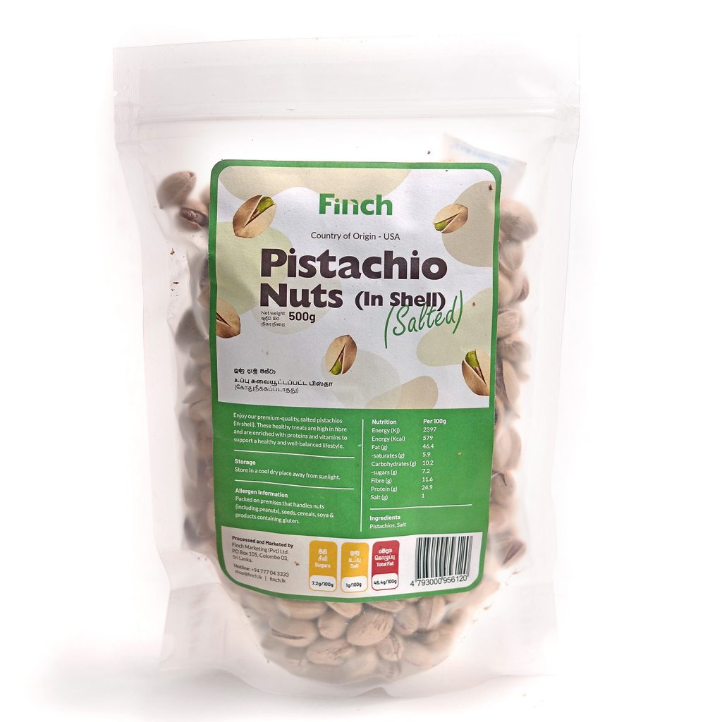 Finch In-Shell Pistachio Nuts Salted 500g - FINCH